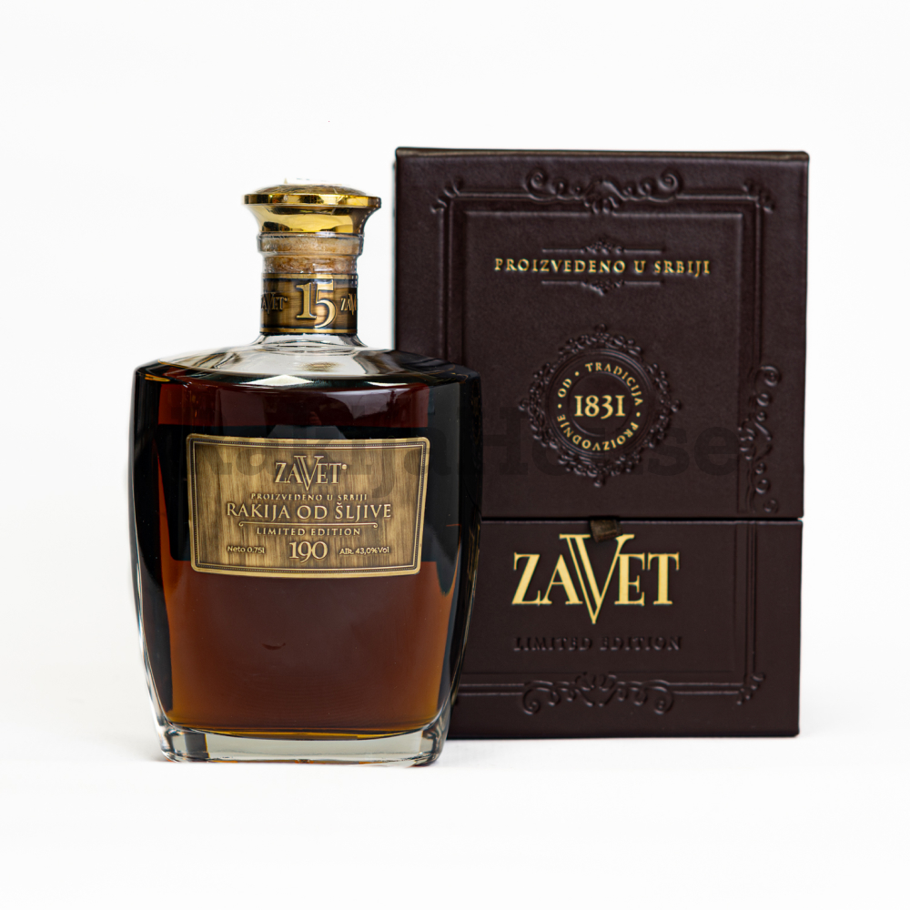 Zavet - rakija od šljive 15 god. u ekskluzivnom pakovanju - Rakija House